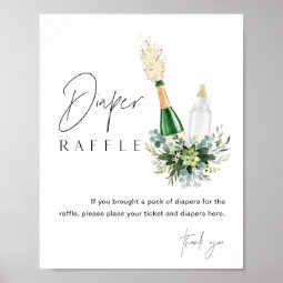 REMY Poppin Bottles Diaper Raffle Baby Shower Sign | Zazzle
