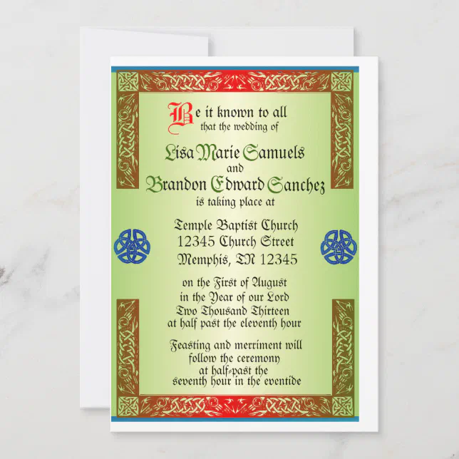 Renaisaince Medieval Wedding Invitation | Zazzle