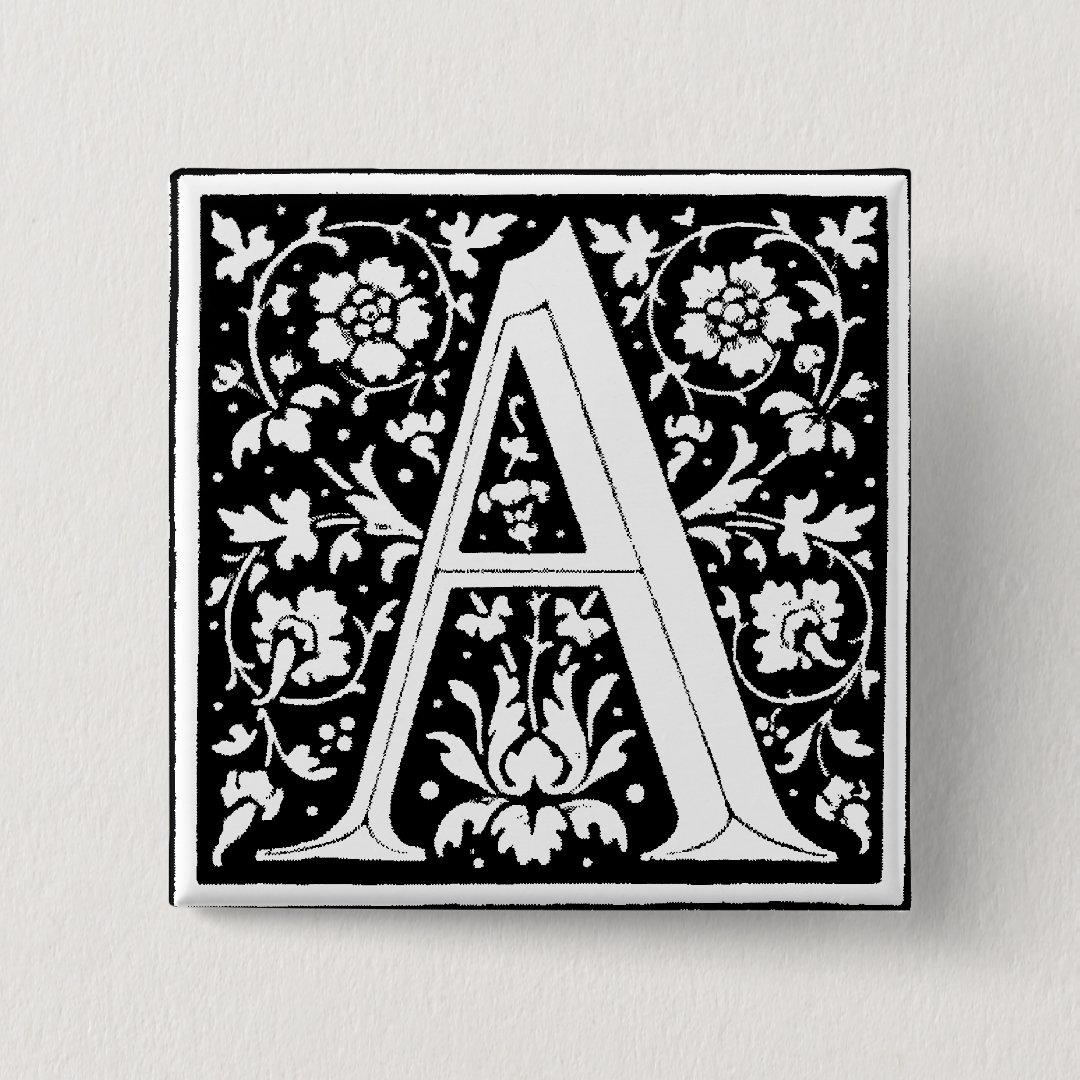 Renaissance Alphabet Letter A - Pin | Zazzle