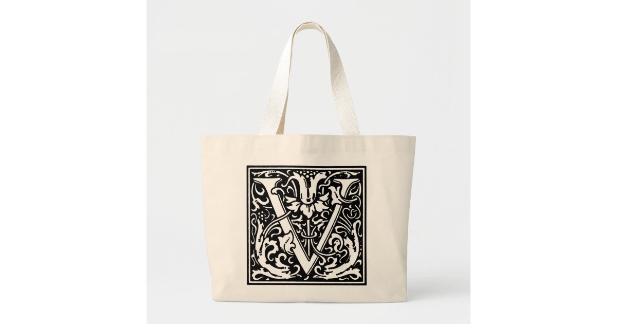 Renaissance Alphabet Letter V Totebag Large Tote Bag | Zazzle