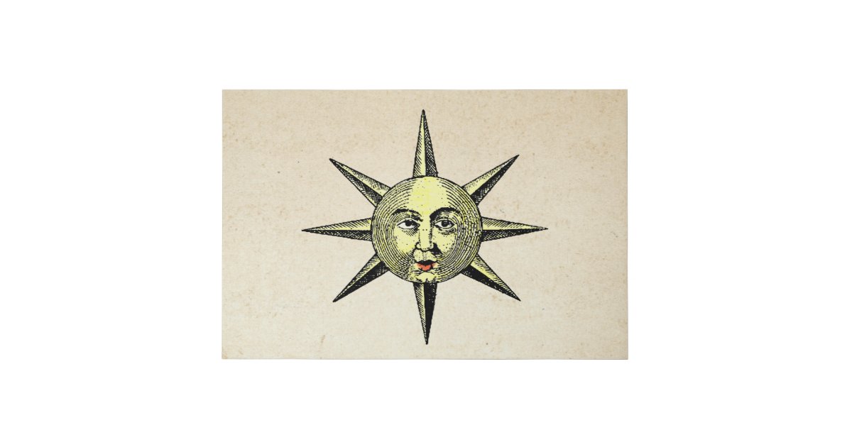 Renaissance Astronomy - Sun Face Hand Colored Faux Canvas Print | Zazzle