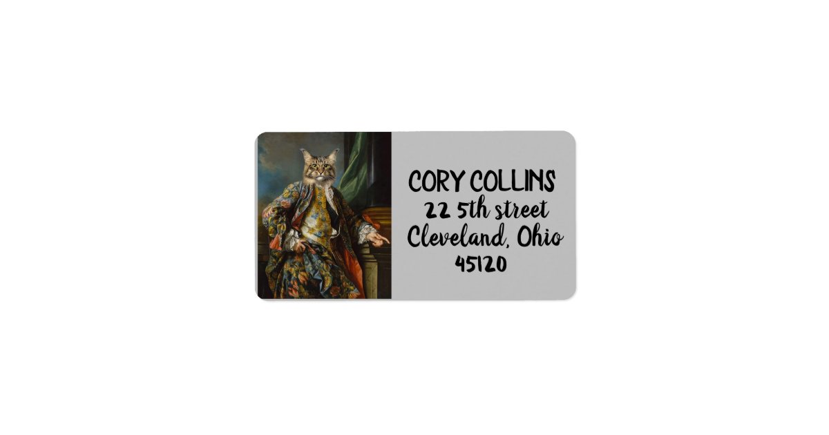 RENAISSANCE CAT VICTORIAN RETURN ADDRESS LABELS | Zazzle