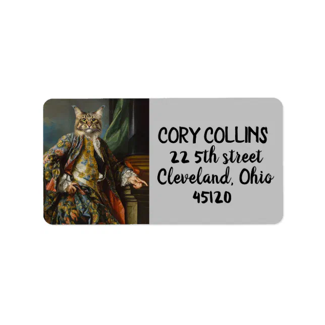 RENAISSANCE CAT VICTORIAN RETURN ADDRESS LABELS | Zazzle