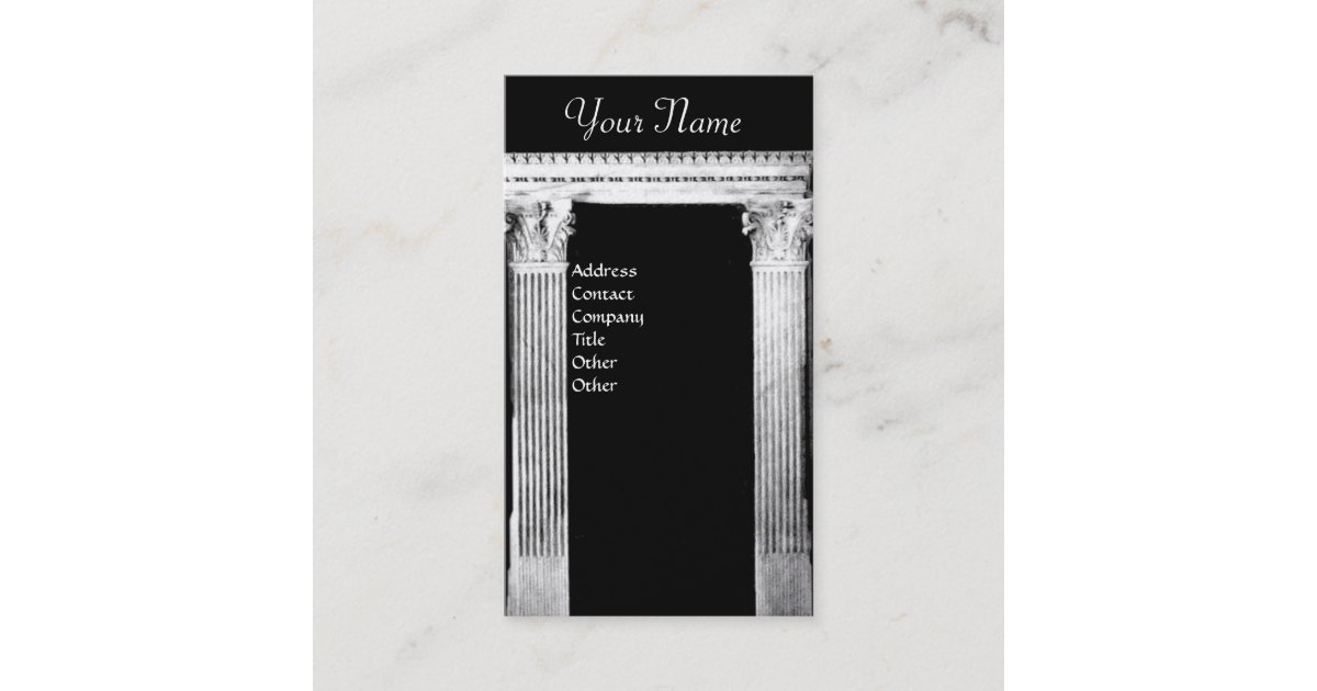 RENAISSANCE GATE Classic Architecture Black White Business Card | Zazzle