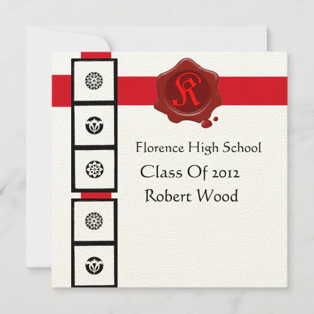 RENAISSANCE GRADUATION Red Wax Seal Monogram Invitation | Zazzle