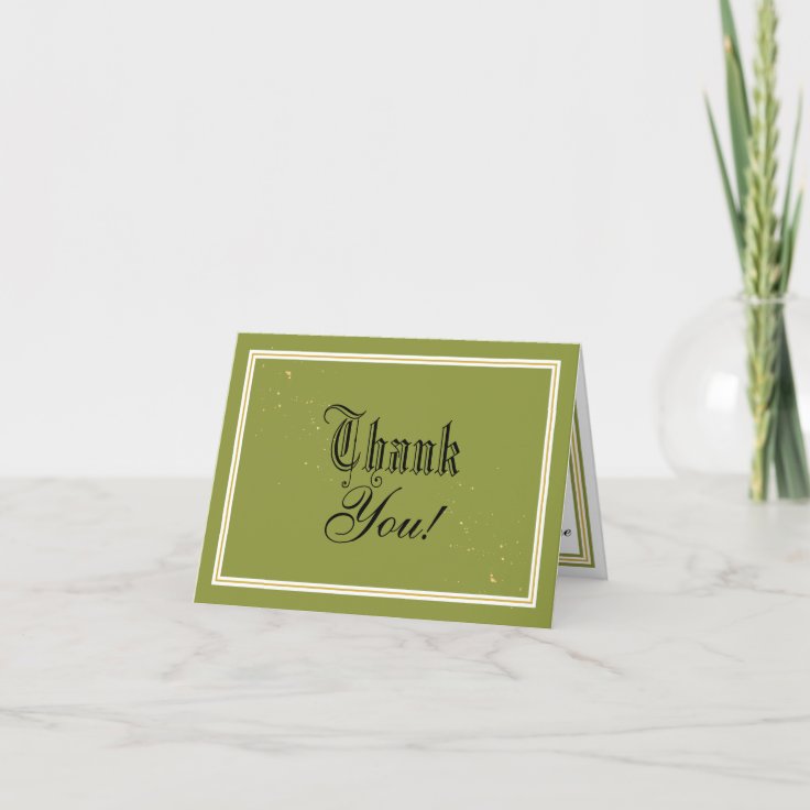 Renaissance Green Faux Gold Splatters Thank You | Zazzle