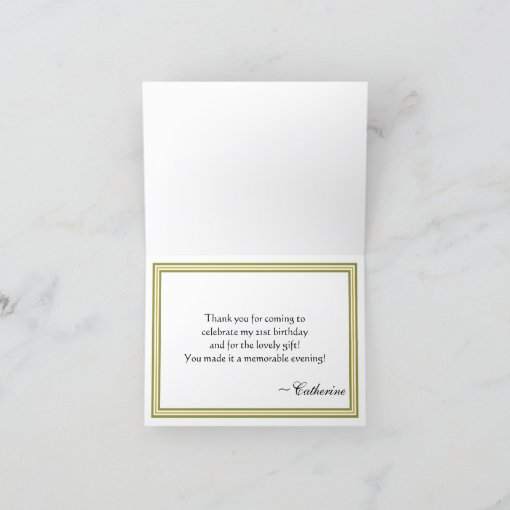 Renaissance Green Faux Gold Splatters Thank You | Zazzle