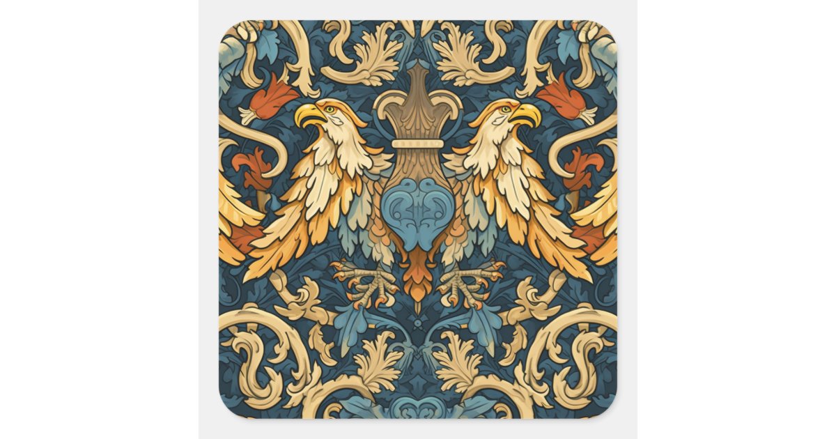 Renaissance heraldry square sticker | Zazzle