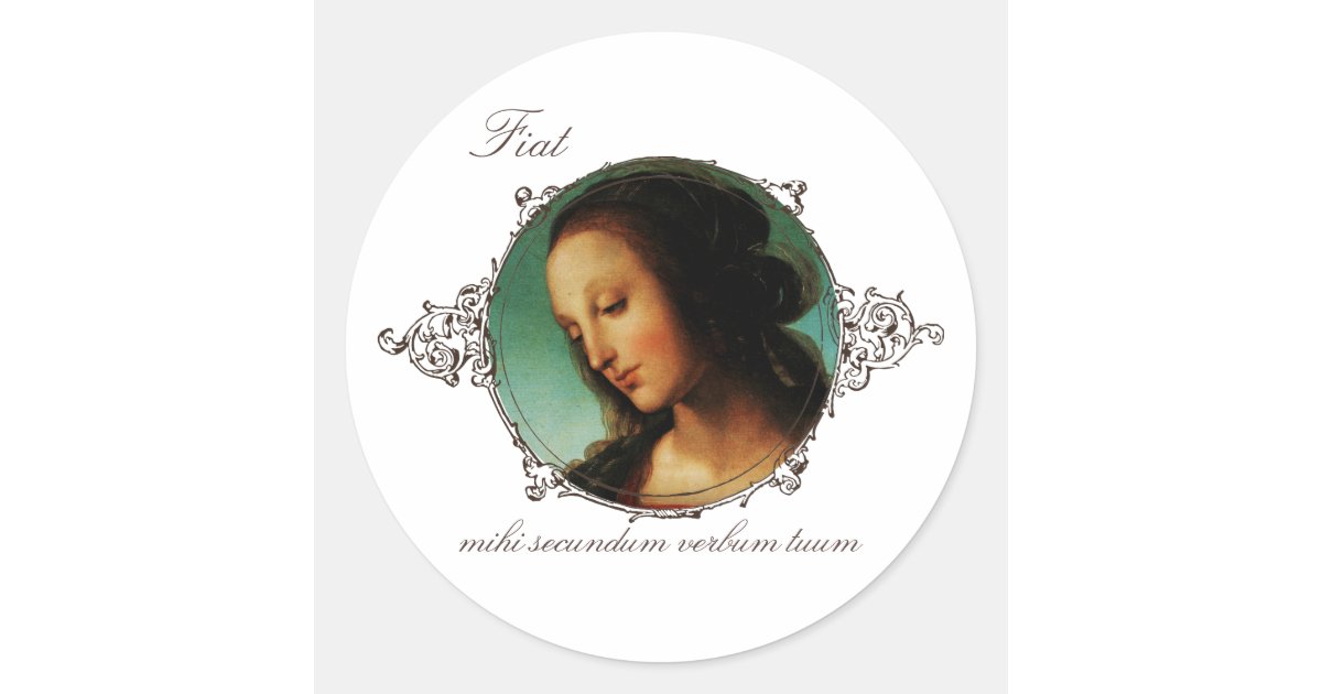 Renaissance Painting Madonna Mary Fiat Latin Classic Round Sticker | Zazzle