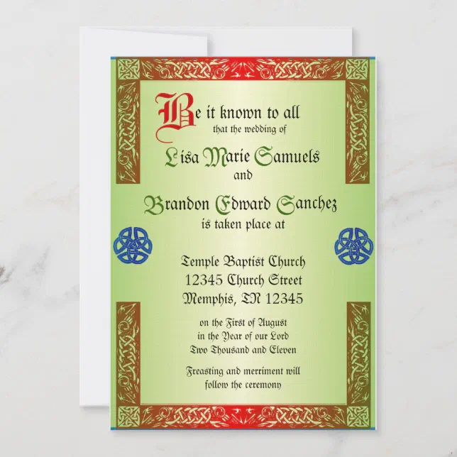 Renaissance Wedding Invitaiton Invitation | Zazzle