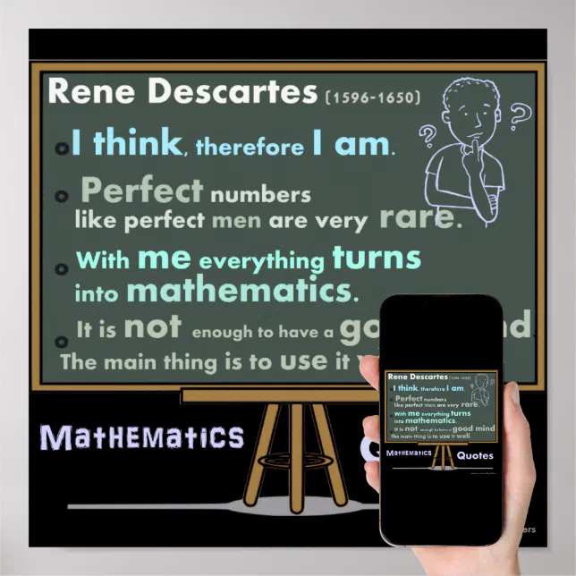 Rene Descartes Mathematics Posters Quotes | Zazzle