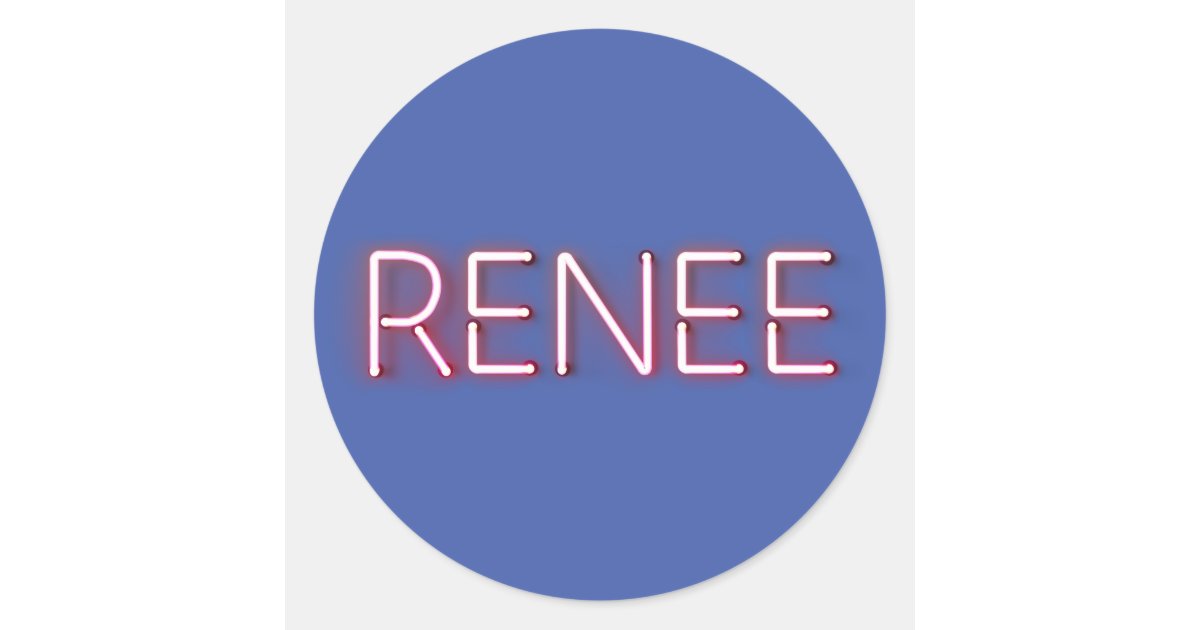 Renee name in glowing neon lights novelty classic round sticker | Zazzle