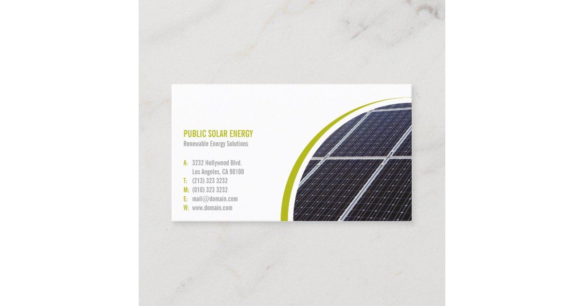 Renewable Energy Solutions Solar Business Card | Zazzle.com
