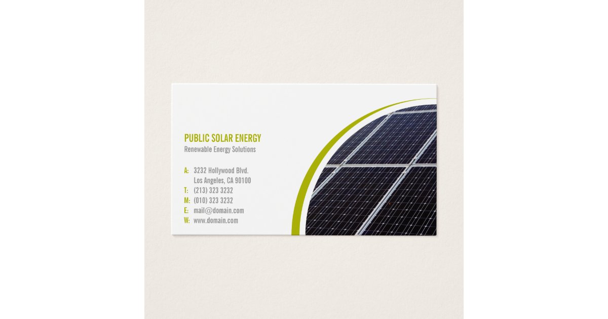 Renewable Energy Solutions Solar Business Card | Zazzle.com