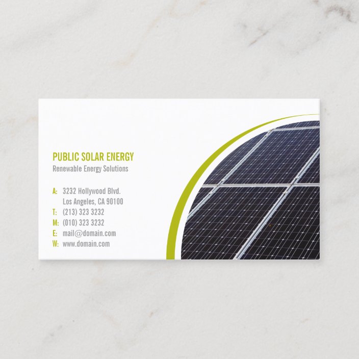 Renewable Energy Solutions Solar Business Card | Zazzle.com