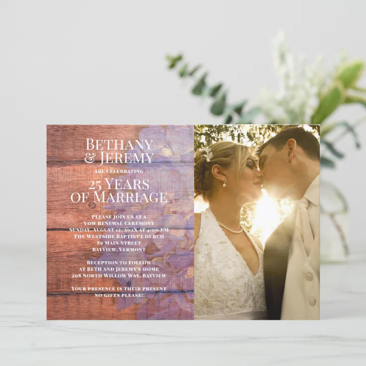 Renewing Vows Rustic Floral Photo Invitation | Zazzle