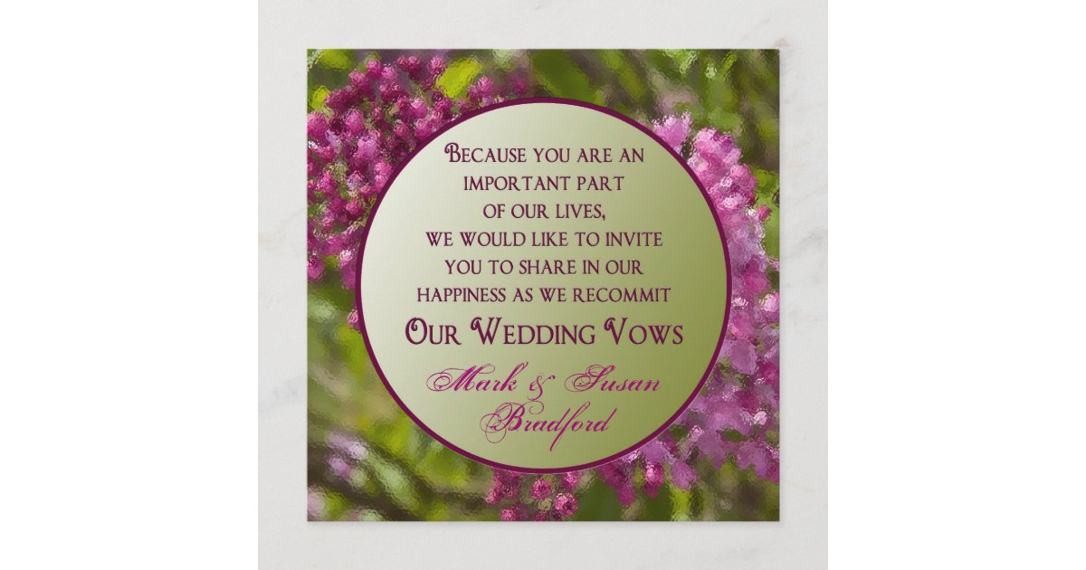 Renewing Wedding Vows Invitations - Lilacs/glass | Zazzle.com
