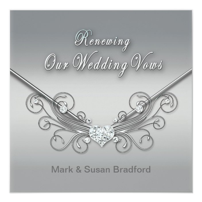 RENEWING WEDDINGS VOWS - INVITATION - SILVER | Zazzle.com