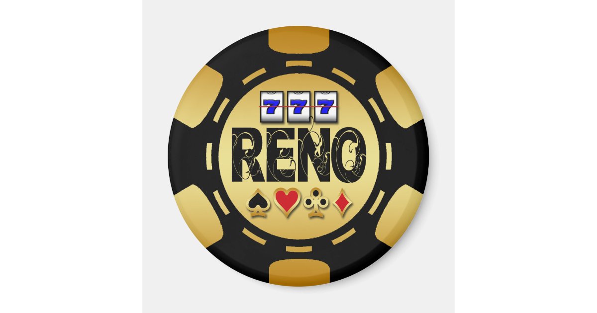 RENO GOLD AND BLACK POKER CHIP MAGNET | Zazzle