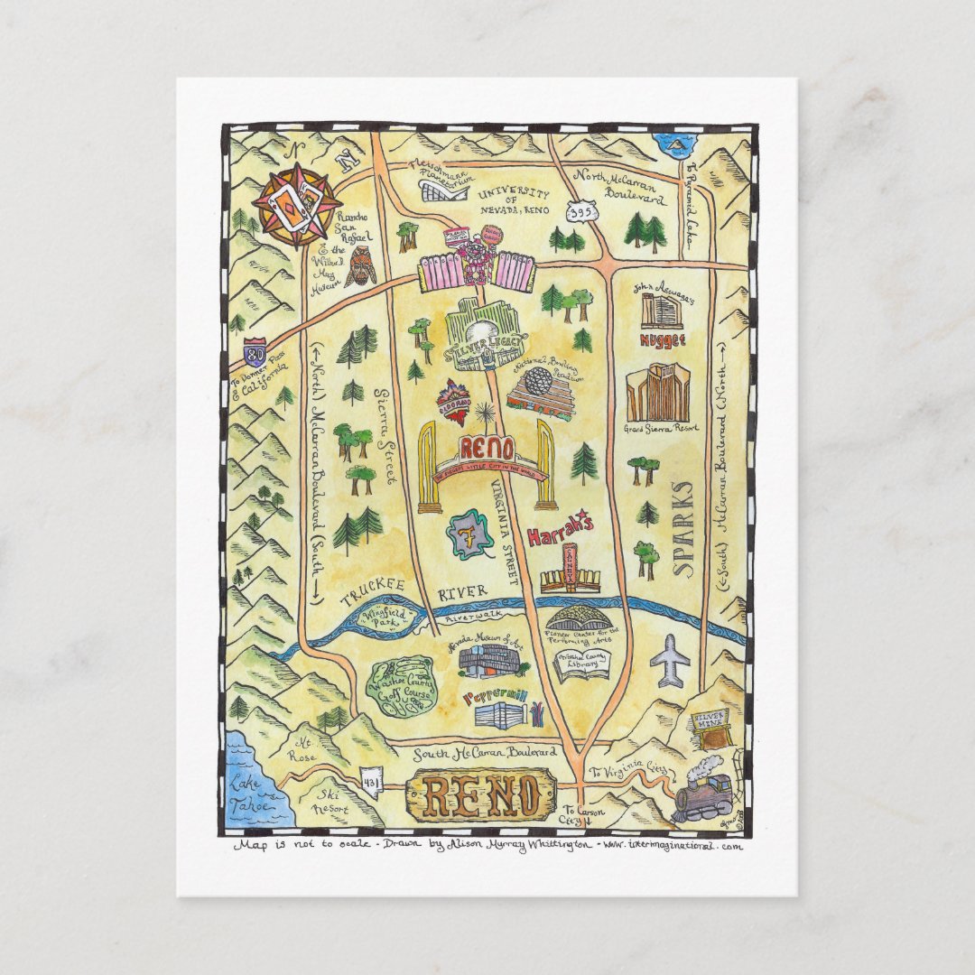 Reno Map Postcard | Zazzle