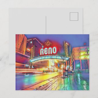 Reno Nevada Colorful Virginia Street Postcard | Zazzle