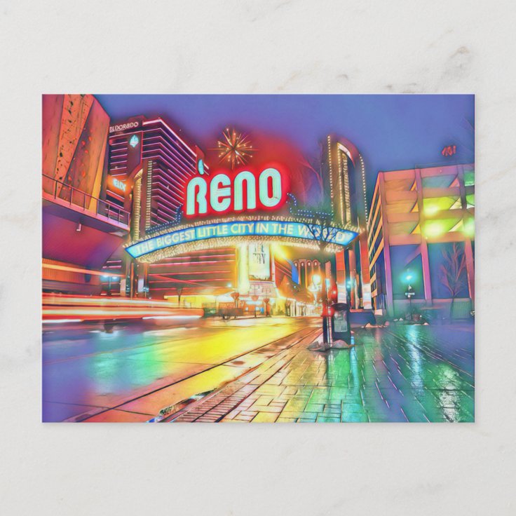 Reno Nevada Colorful Virginia Street Postcard | Zazzle