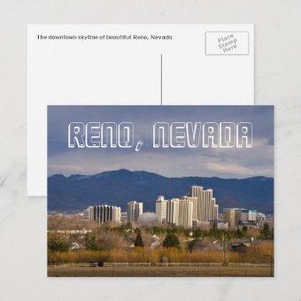 Reno Nevada Downtown Skyline Postcard | Zazzle