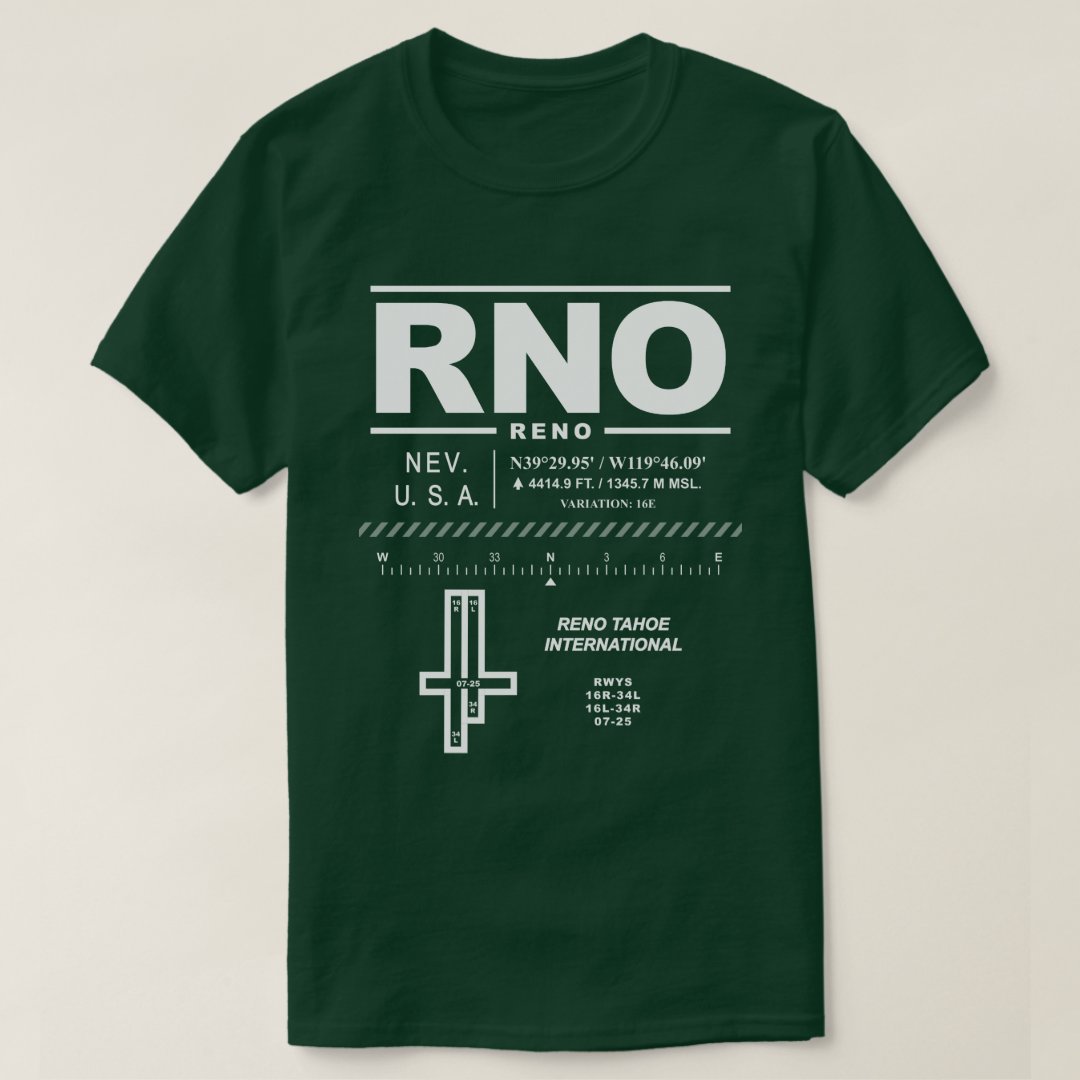 Reno Tahoe International Airport RNO T-Shirt | Zazzle