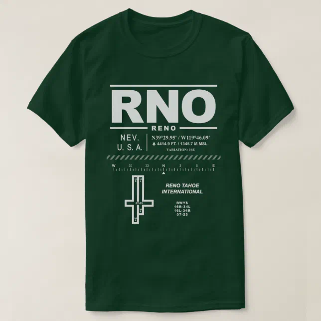 Reno Tahoe International Airport RNO T-Shirt | Zazzle