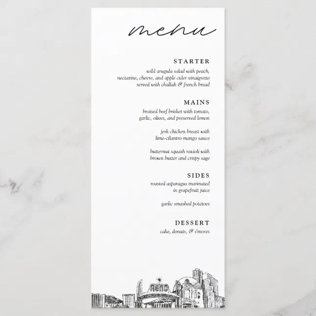 Reno Wedding Dinner Menu | Zazzle