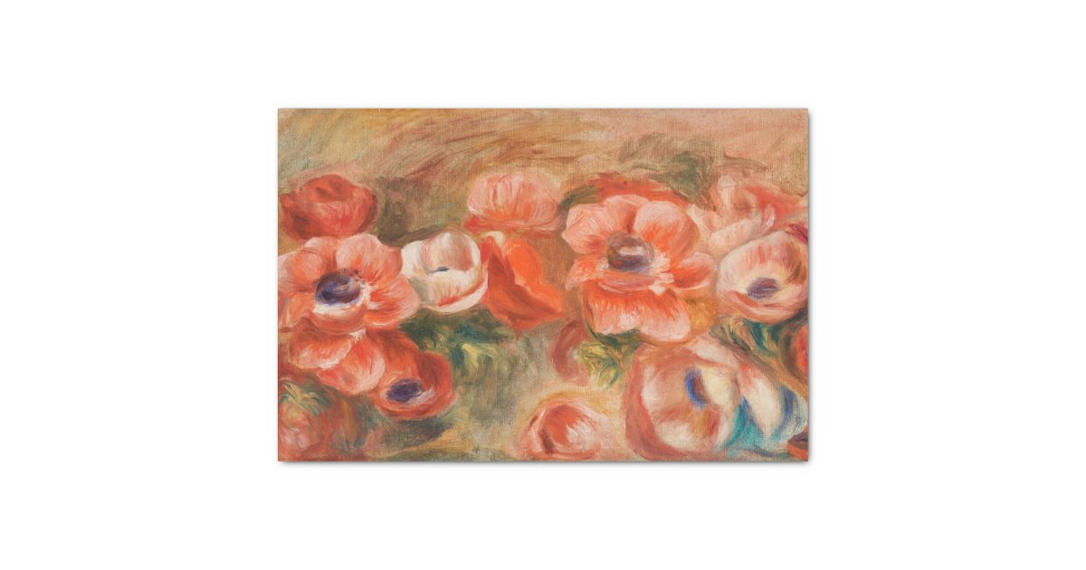 Renoir Vintage Red Flowers Roses Decoupage Tissue Paper | Zazzle