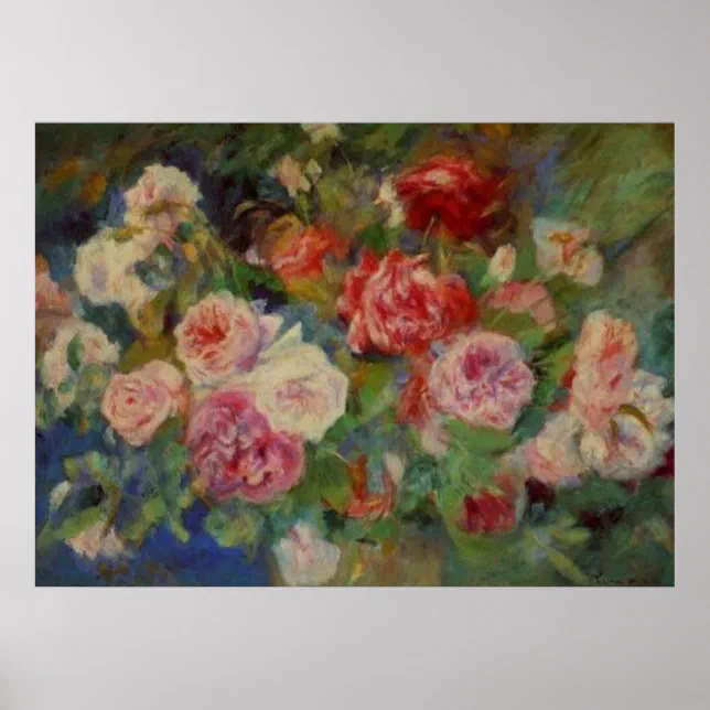 Renoir's Roses in a Vase Still Life Poster | Zazzle