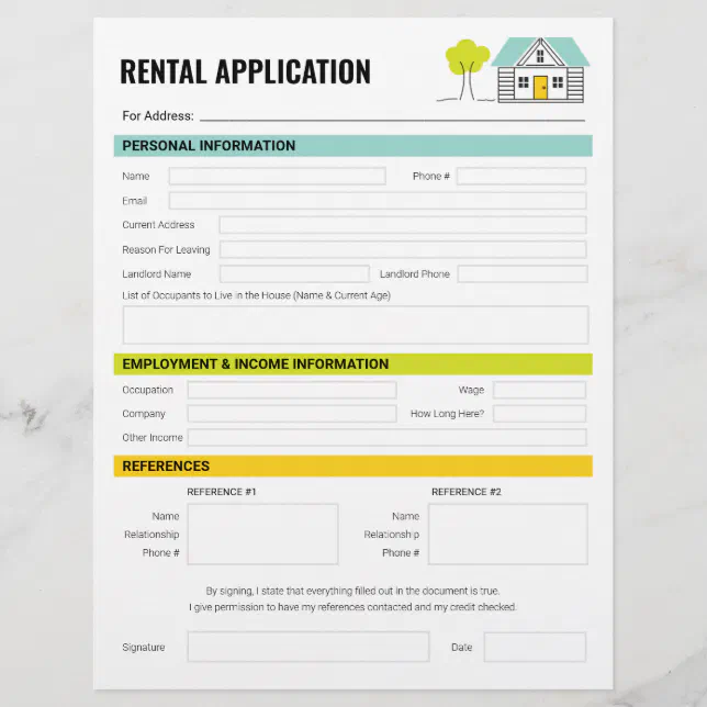 Rental Application Form Template Landlords Tenants | Zazzle