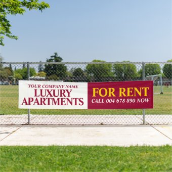 Rental business rent signage banner red yellow | Zazzle