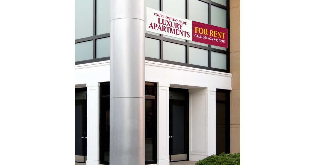 Rental business rent signage banner red yellow | Zazzle