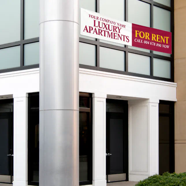 Rental business rent signage banner red yellow | Zazzle