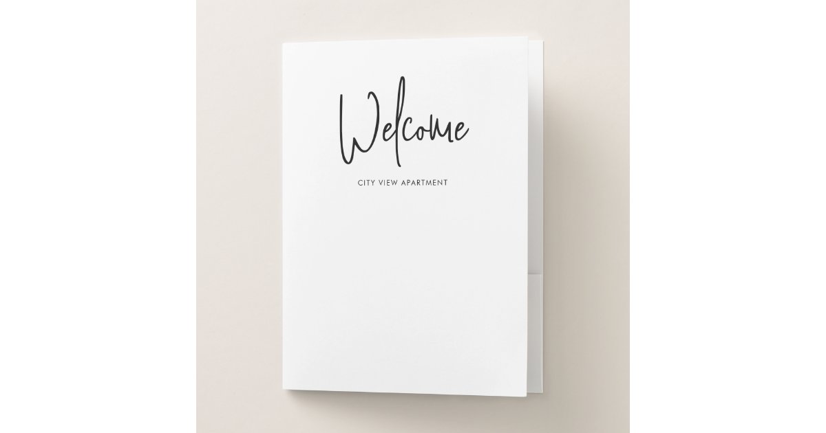 Rental Property Modern Script Minimalist Welcome Pocket Folder | Zazzle