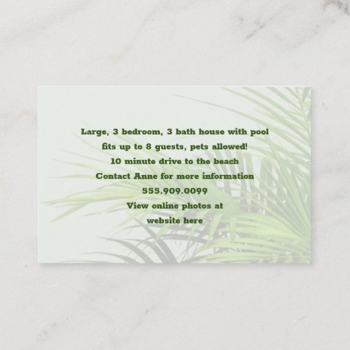 Rental Property Photo Template Advertisement Business Card | Zazzle