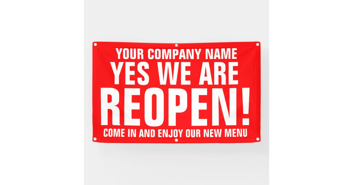 Reopen business call to action signage banner | Zazzle