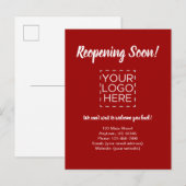 Reopening Soon Business Reopening Announcement Red Postcard | Zazzle
