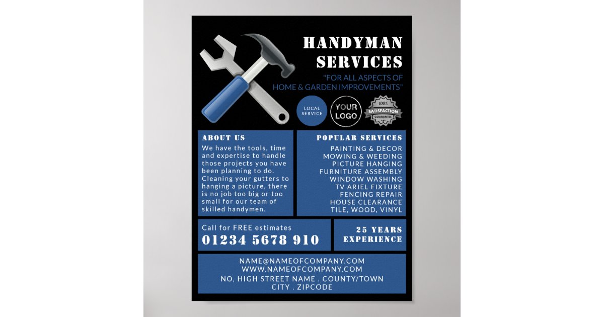 Repair Tools, Handyman Advertising Poster | Zazzle
