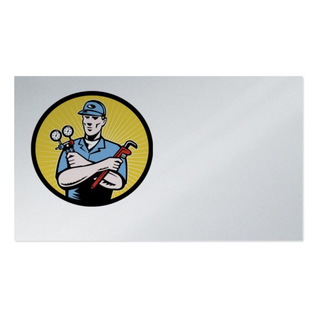 repairman serviceman ac manifold gauge wrench business card templates