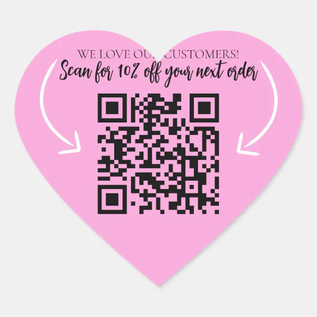 Repeat customer website marketing QR code pink Heart Sticker | Zazzle
