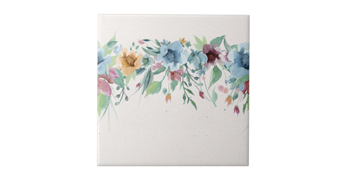 Repeating Flower Border Custom Color Ceramic Tile | Zazzle