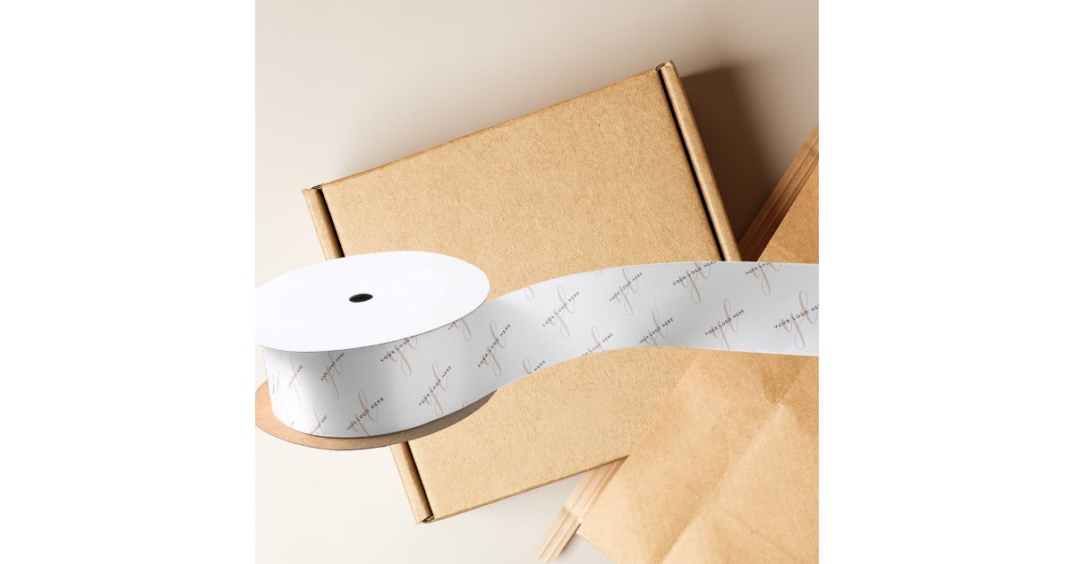 Repeating Pattern Business Logo Brand Packaging Satin Ribbon | Zazzle