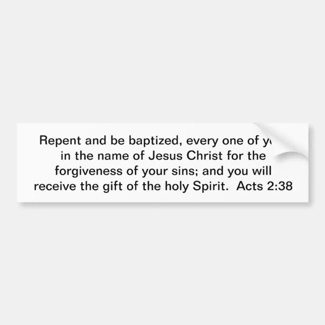 Repent and be Baptized Bumper Sticker | Zazzle