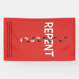 REPENT Footprints Cross Banner | Zazzle