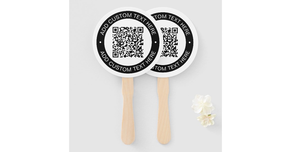 Replace with Your Own Uploaded QR code or Image Hand Fan | Zazzle