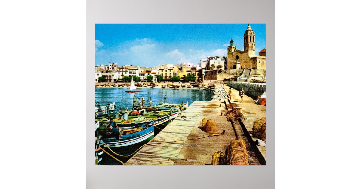 Replica Vintage Spain, Sitges waterfront Poster | Zazzle