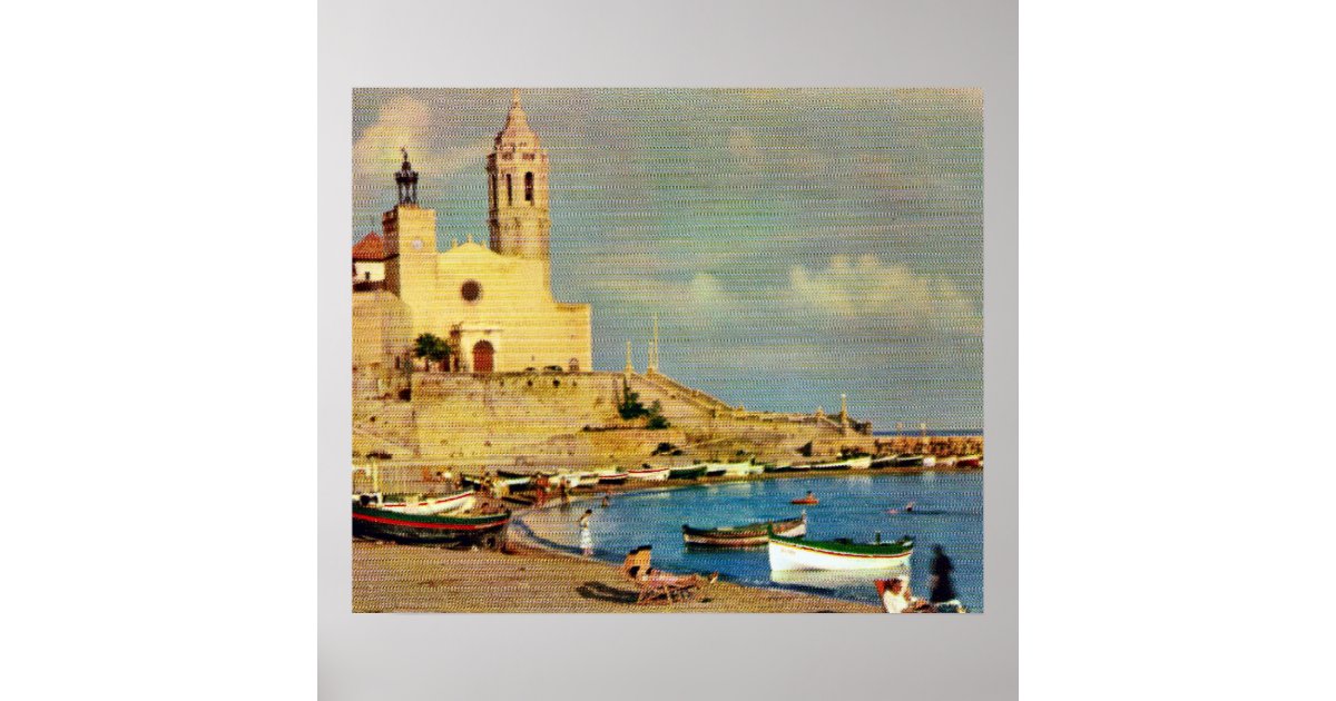 Replica Vintage Spain, Sitges waterfront Poster | Zazzle